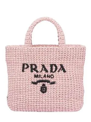 Prada Small Crochet Tote - Alabaster Pink | Editorialist